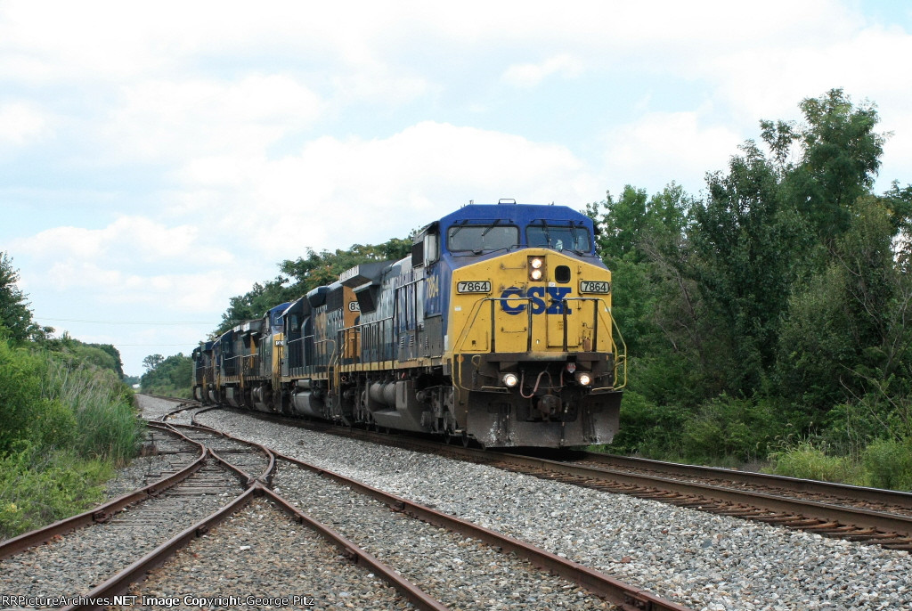 CSX 7864 and train X787
